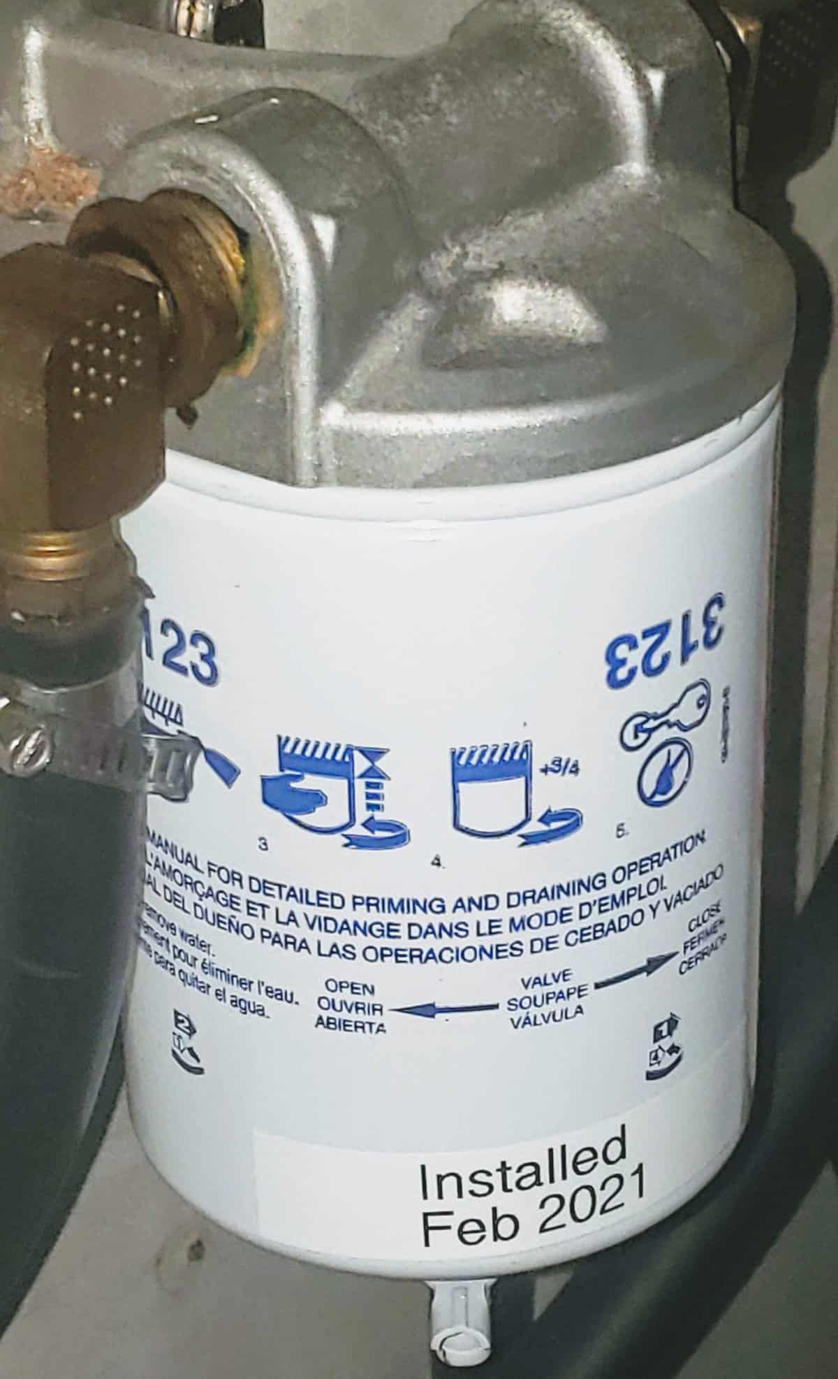 New fuel filter for the generator - Ships Log